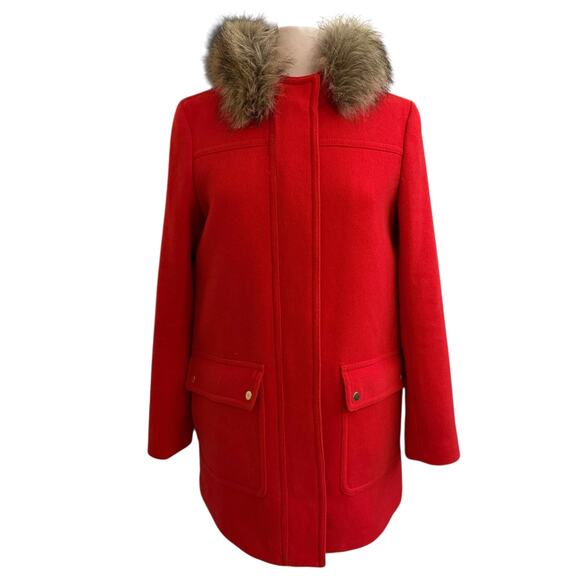 J. Crew Factory | Jackets & Coats | J Crew Red Wool Blend Long Red ...